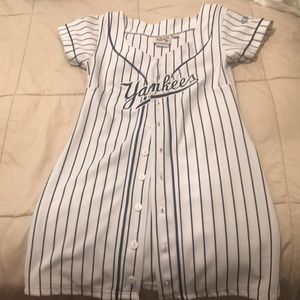 Dresses | Yankees White Blue Pinstripe Jersey Dress | Poshmark